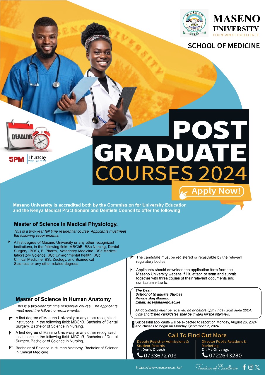 School of Medicine Post Graduate Courses 2024 | Maseno University - Fountain of excellence